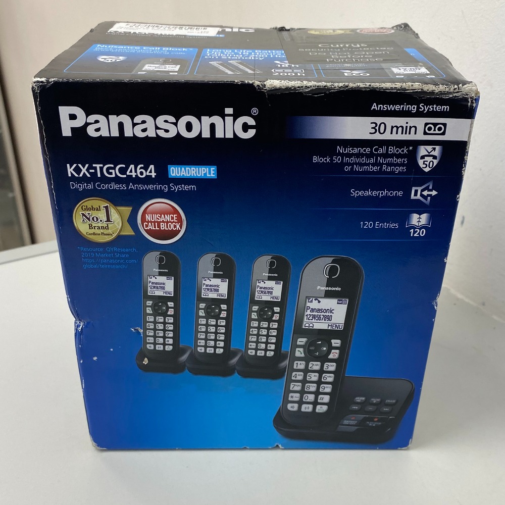 New Panasonic Panasonic KX-TGC464EB Digital Cordless 4 Handsets - Black - Own4Less